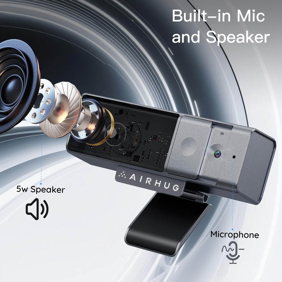 AIRHUG 3 in 1 1080P Webcam with Microphone & Speake,USB Camera,for Onl