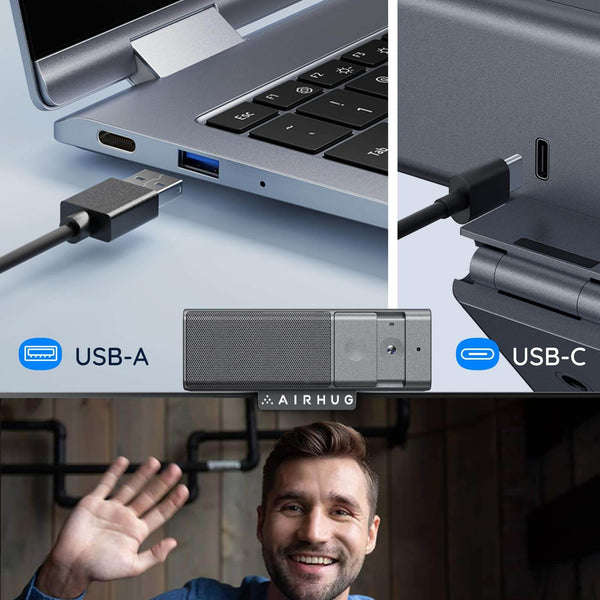 AIRHUG 3 in 1 1080P Webcam with Microphone & Speake,USB Camera,for Onl